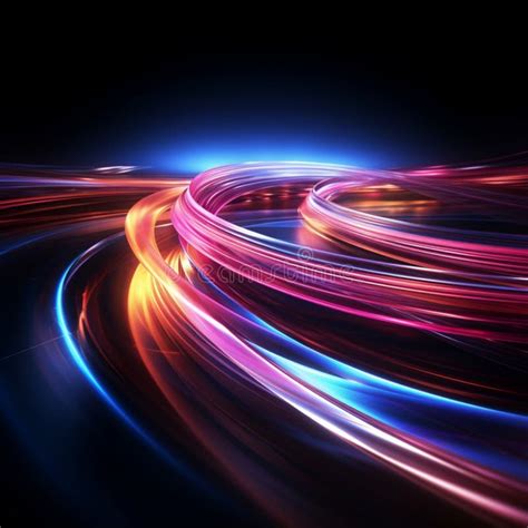 High Velocity 3d Light Trails Dynamic Curve Movement 5g Powered Abstract Stock Illustration