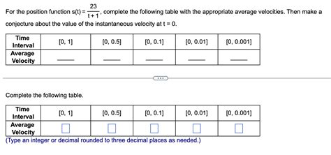 Solved For The Position Function S T T Complete The Chegg