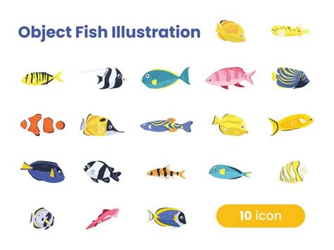 2d Object Fish Concept Modern Icon Illustrations Design Premium Vector