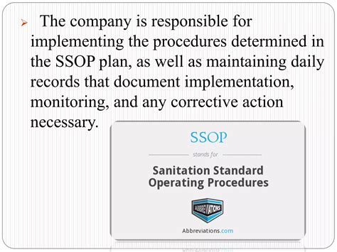 ssop sanitation standard operating procedures pptx
