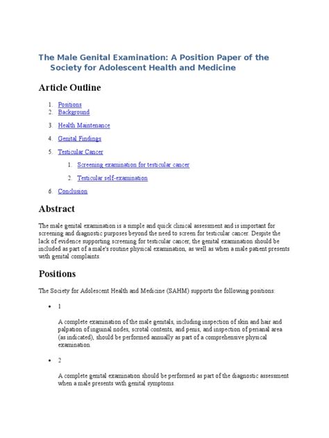 The Male Genital Examination Screening Medicine Sexually