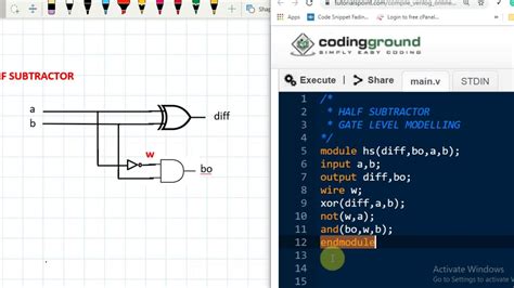 Half Subtractor Using Behavioral Modeling Verilog Hdl Program Hot Sex Picture