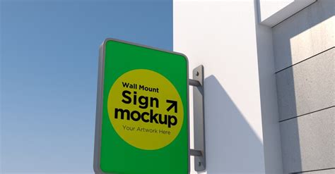 Rectangular Wall Mount Façade Signage Mockup Template 34b