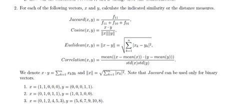 Solved For Each Of The Following Vectors X And Y Calculate