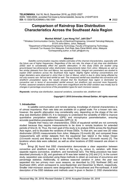 Comparison Of Raindrop Size Distribution Characteristics Across The Southeast Asia Region Pdf