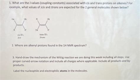 Solved 1 What Are The J Values Coupling Constants Chegg Com