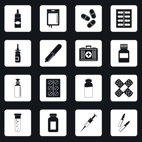Different Drugs Icons Set Squares Vector 8979975 Vector Art At Vecteezy
