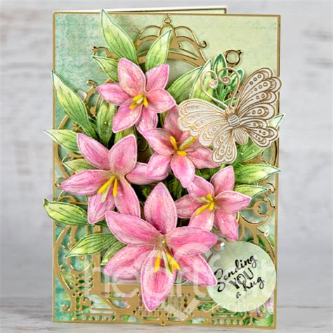 Heartfelt Creations Lily Flower Card With Butterflies