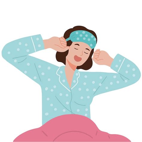 Premium Vector Cute Woman Wake Up And Yawning Vector Illustration