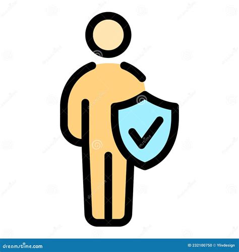 Protected Human Body Icon Color Outline Vector Stock Vector