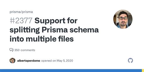 Support For Splitting Prisma Schema Into Multiple Files · Issue 2377 · Prismaprisma · Github