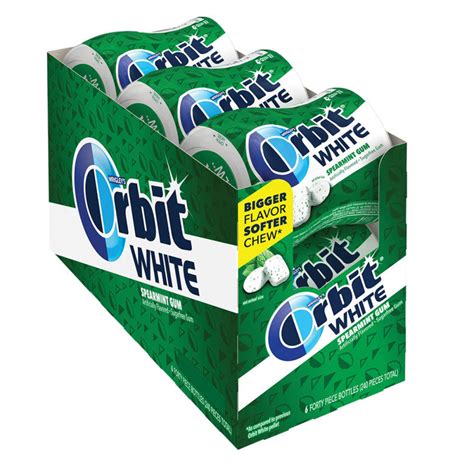 Orbit White Sugar Free Soft Chew Spearmint Gum 40 Piece Bottle Boxncase
