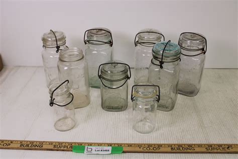 9 Glass Mason Jars Bodnarus Auctioneering