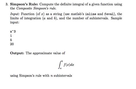 3 Simpsons Rule Compute The Definite Integral Of A