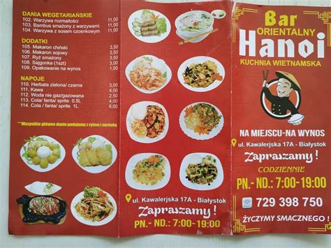 Menu At Bar Hanoi Bialystok