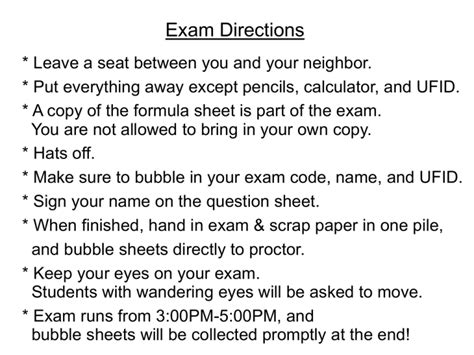 Exam Directions