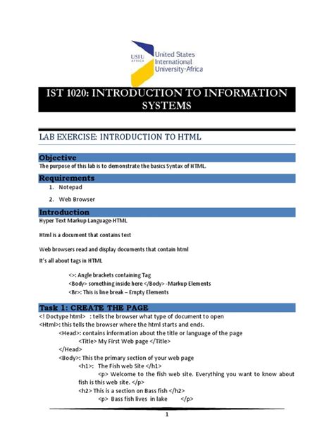 Ist1020 Lab Html Pdf Html Html Element
