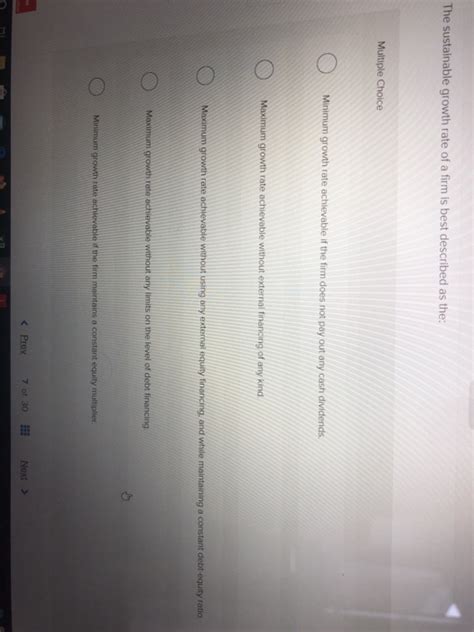 Solved The Sustainable Growth Rate Of A Firm Is Best Chegg