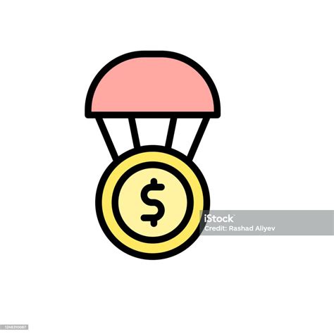 美元硬幣降落傘圖示簡單的顏色與輪廓向量元素的破產圖示 Ui 和 Ux 網站或移動應用程式向量圖形及更多付錢圖片 付錢 商務 插圖