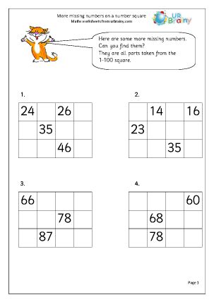 More Missing Numbers On A Number Square