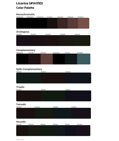 Licorice Color Palettes