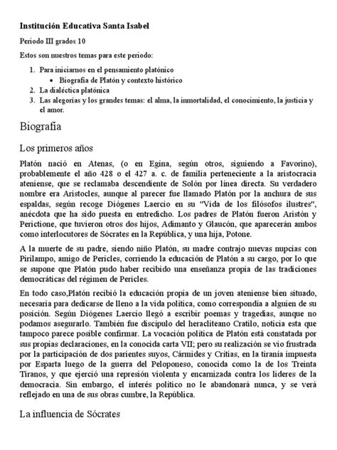 Biografía De Platón Pdf Platón Sócrates