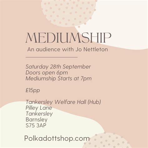 Mediumship An Audience With Jo Nettleton Tankersley Welfare Hall Barnsley En September