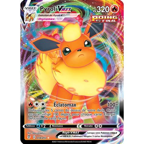 Pyroli 018 203 Joyau Holographique rare VMAX de l extension Pokémon