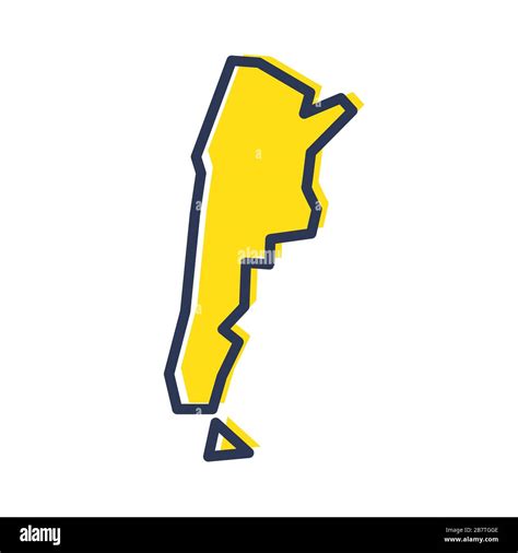 Stylized Simple Yellow Outline Map Of Argentina Stock Vector Image
