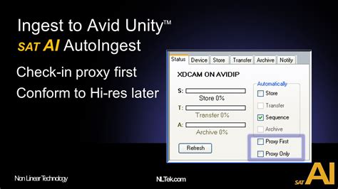 non linear technology ingest to avid unity tm sat ai