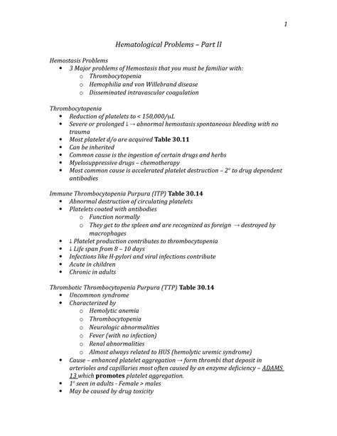 Hematologicalproblemslectureandhandout228129 Hematological Problems Part Ii
