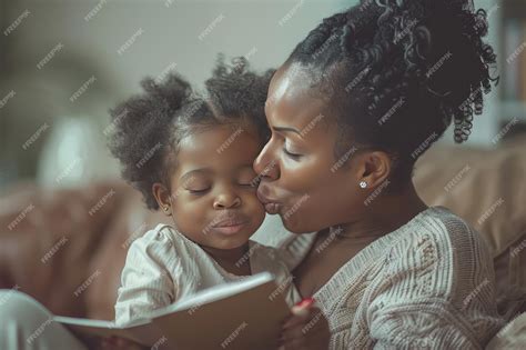 Premium Photo Woman Reading Mothers Day Card And Kissing Daughter