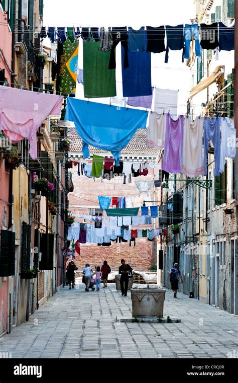 Laundry Drying On Clotheslines Stretched Across The Street Castello