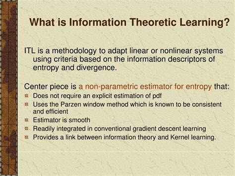 Ppt Information Theoretic Signal Processing And Machine Learning