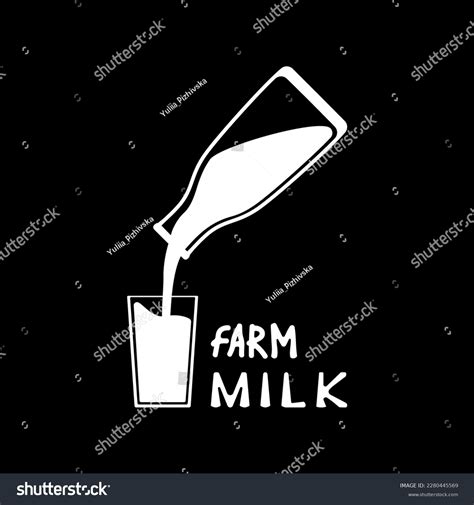 Bottle Milk Fills Glass Farm Milk Stock Vector Royalty Free