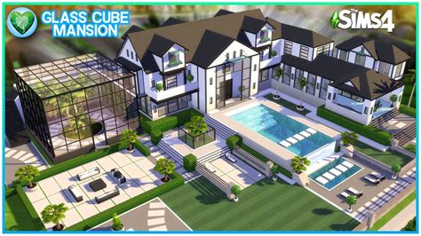 Glass Cube Mansion No Cc Sims 4 Speed Build Kate Emerald Youtube