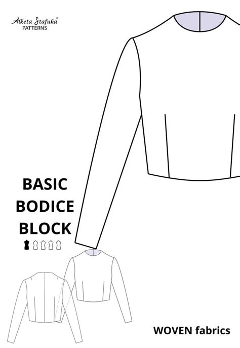 Basic Bodice Block Sewing Pattern For Woven Fabrics Us 2 22 Notes Sewing Sewing Patterns