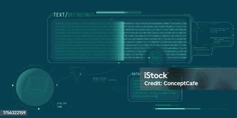 Data Decryption Screen With Text Decoding Window Stock Illustration