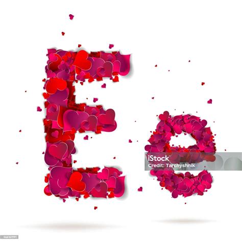 알파벳 E 만든 하트 사랑입니다 알파벳 14에 대한 스톡 벡터 아트 및 기타 이미지 14 2월 개념 Istock