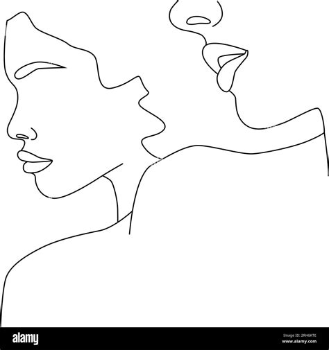 Abstract Minimal Female Portrait Minimalist Continuous Linear Sketch