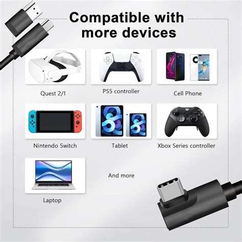 Generic Oculus Quest 2 Link Cable Usb 3 2 Type C To C 90° Port 5gbps High Speed Data Transfer