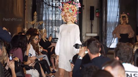 Cute Artistic Model See Through Clothes At Fashion Show