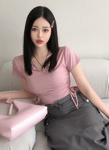 멜팅블루 [러블리 허리잘록ෆ]유디 사이드 셔링 반팔 티셔츠 반팔티 셔링티 아이 베이지 핑크