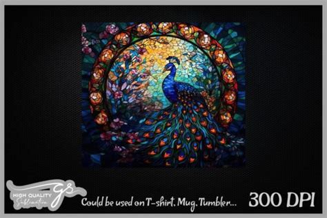 Peacock Stained Glass Background Graphic By Glamousitasublimation