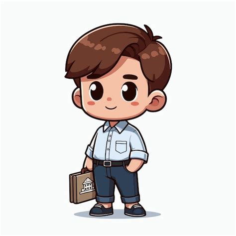 Desenho Animado De Menino Bonito Vetor Premium