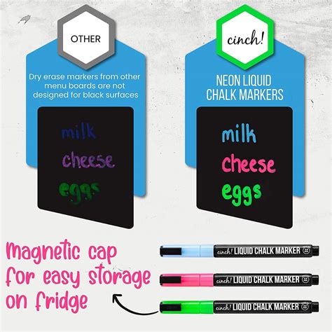 Magnetic Dry Erase Menu Board For Fridge With Bright Neon Chalk