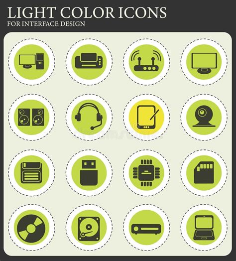 computer equipment simple vector icons stock vector illustration of