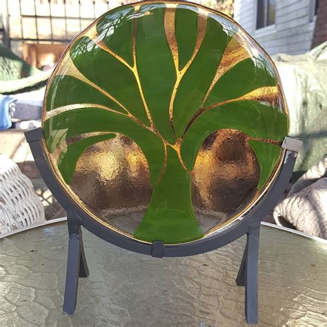 Tree Of Life Fused Glass Art Round Panel 8 14 Inch With Etsy