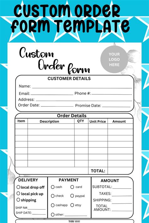 Printable Editable Order Form Template