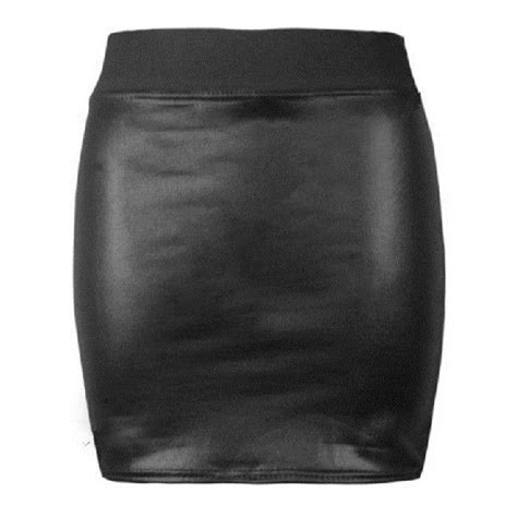 Sheinsheinside Black Elastic Bodycon Pu Leather Skirt Pu Leather